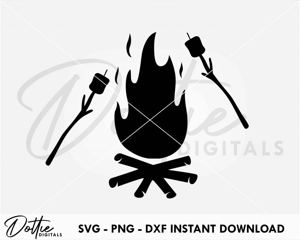 Dottie Digitals - Campfire SVG PNG DXF Fire Toasting Marshmallows ...