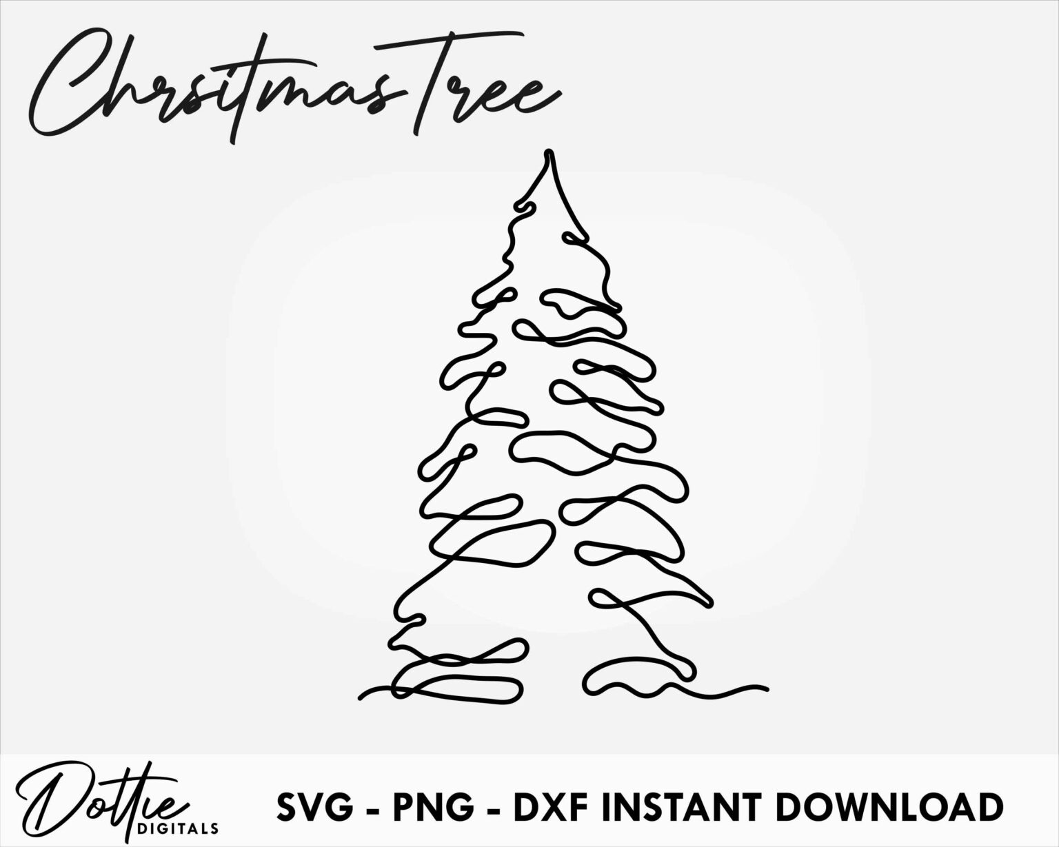 Dottie Digitals - Christmas Tree SVG PNG DXF Winter Line Drawing ...