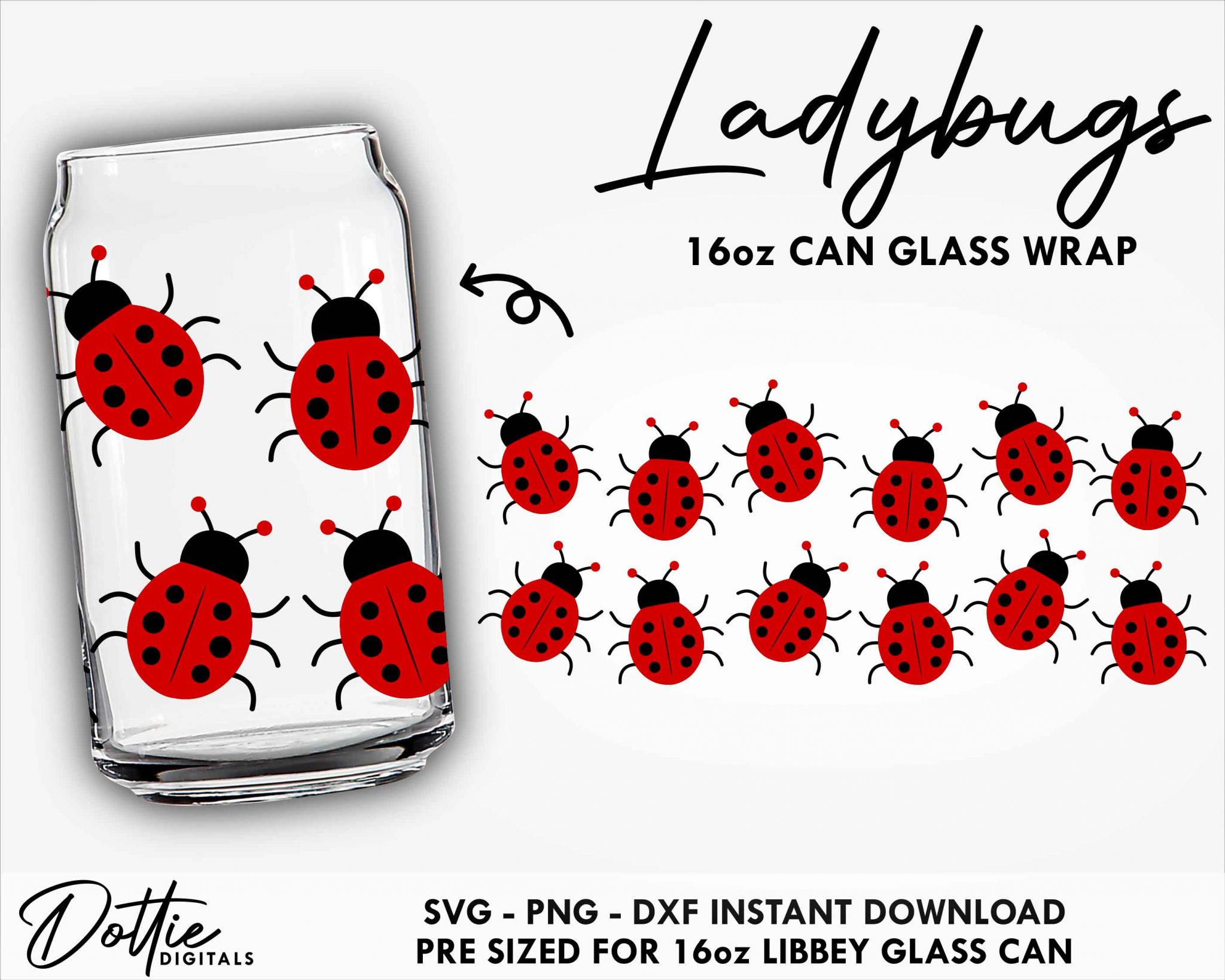 Dottie Digitals - Ladybug Libbey Glass SVG Summer Spring 16oz Libbey ...