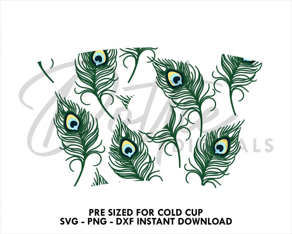 Dottie Digitals - Peacock Feathers Starbucks Cold Cup SVG PNG DXF ...