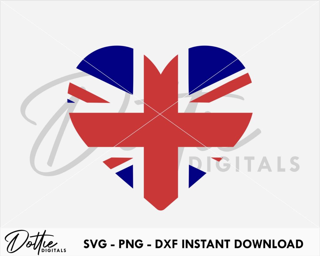 Dottie Digitals - Union Jack SVG PNG DXF Love Heart Flag UK England ...