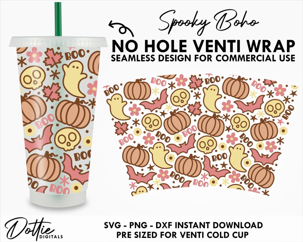 Dottie Digitals - Halloween Bats Starbucks Cold Cup No Hole SVG PNG DXF ...