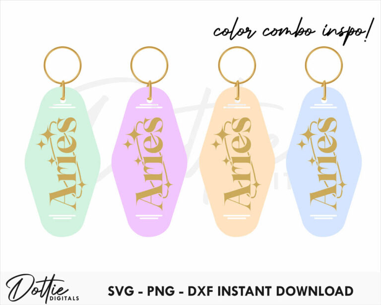 Aries Zodiac Star Sign Motel Keychain SVG PNG DXF Cutting File