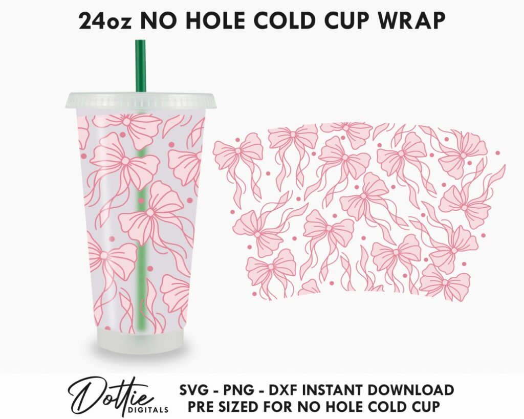 Flowy Flowing Bows Starbucks tumbler cup wrap craft cutting SVG file