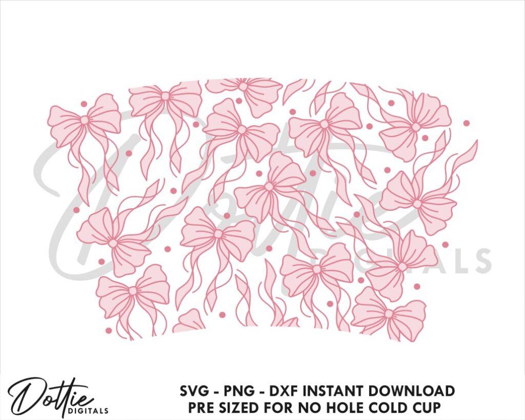 Flowy Flowing Bows Starbucks tumbler cup wrap craft cutting SVG file