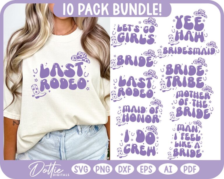 Dottie Digitals - Purple Rodeo Bachelorette 10 Design Pack Bundle - SVG ...