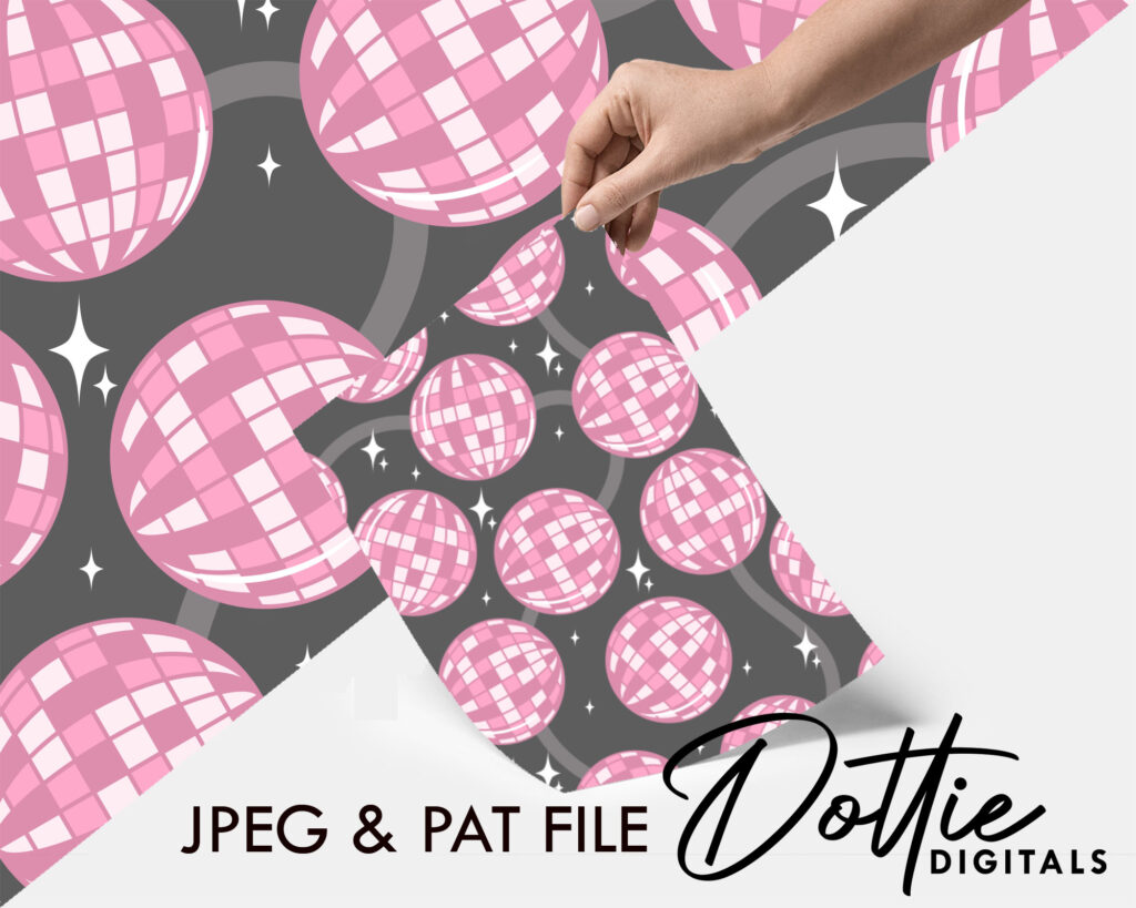 Dottie Digitals - Pink Disco Balls on Black Repeat Pattern Download ...